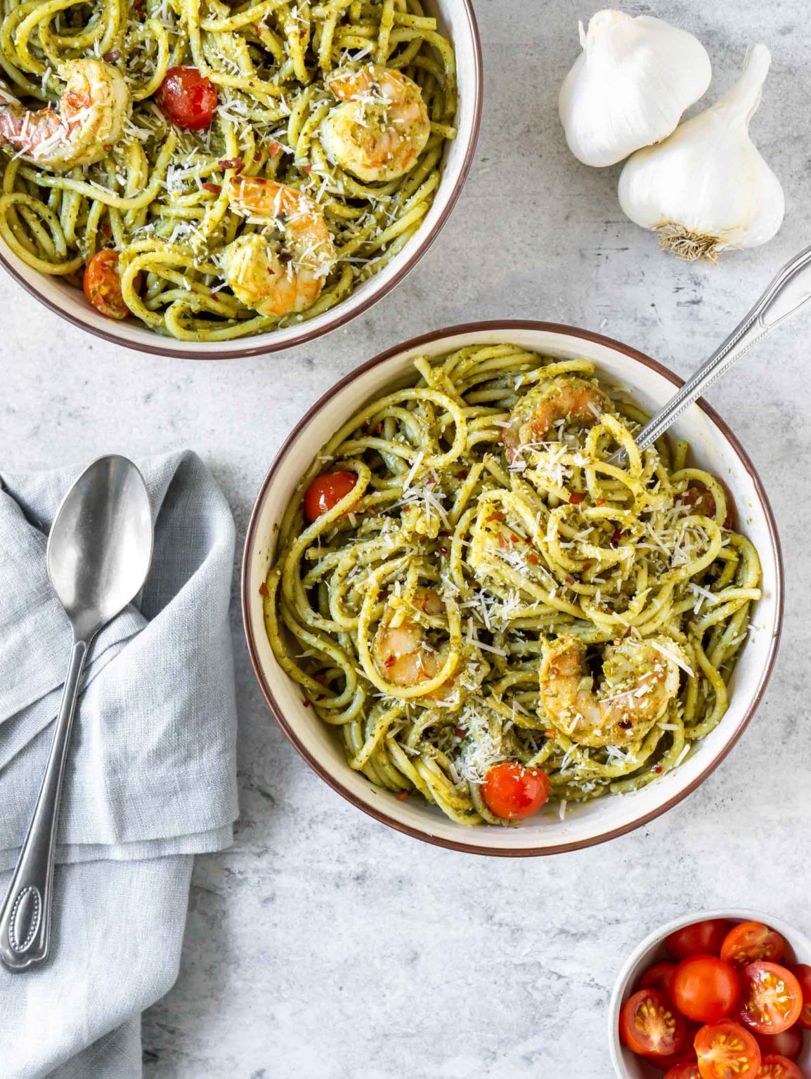 Creamy Basil Pesto Shrimp Pasta (ready in 30 minutes!) - JZ Eats