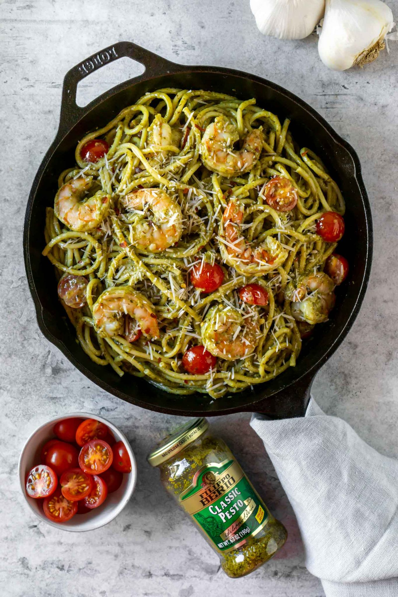 Creamy Basil Pesto Shrimp Pasta (ready in 30 minutes!) - JZ Eats