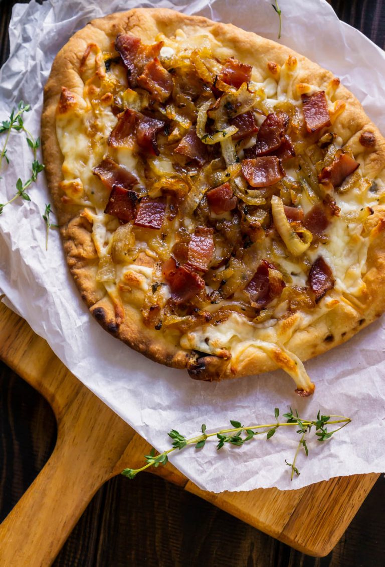 Quick And Easy Caramelized Onion And Bacon Pizza - JZ Eats
