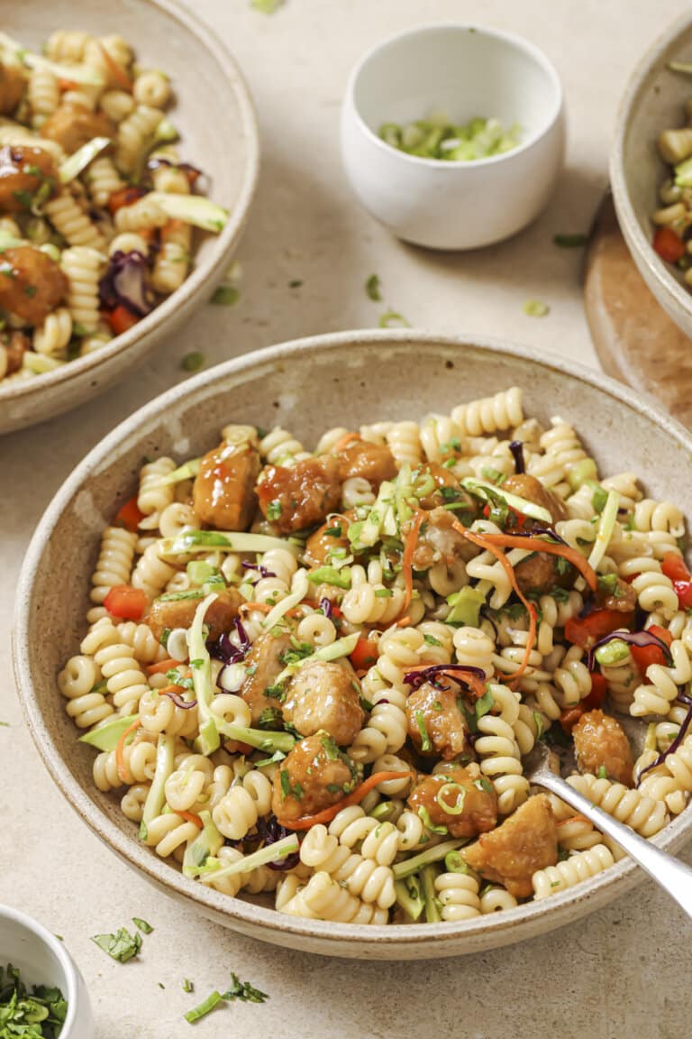 Easy Orange Chicken Pasta Salad (Without Mayo)