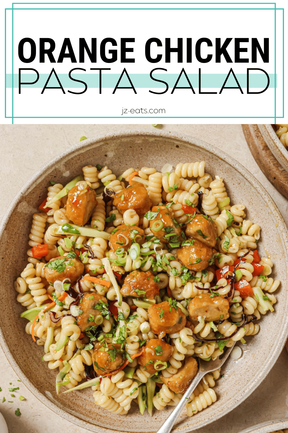 Easy Orange Chicken Pasta Salad (Without Mayo)