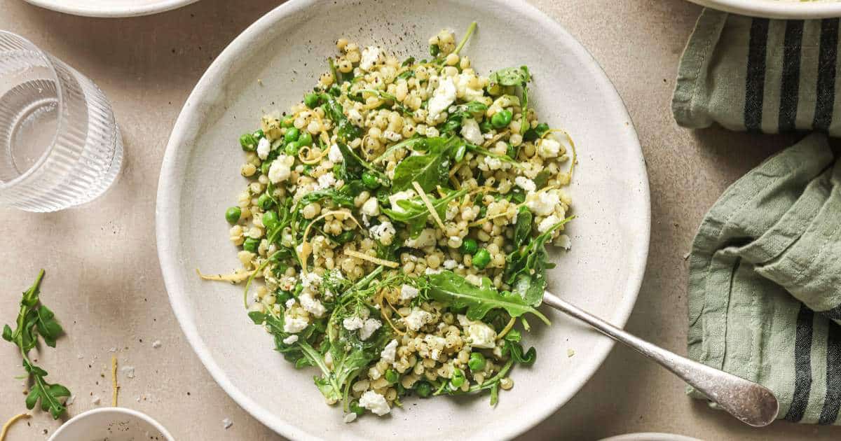 Spring Pea Pearl Couscous Salad - JZ Eats